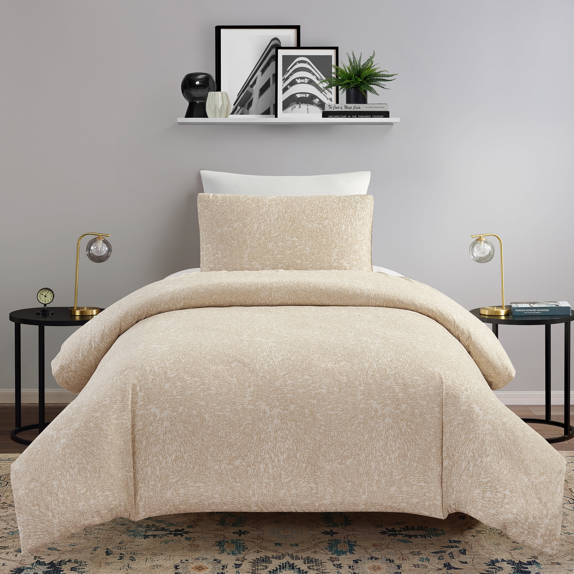 Better Homes & Gardens Abstract Chenille 2-Piece Comforter Set, Tan, T ...