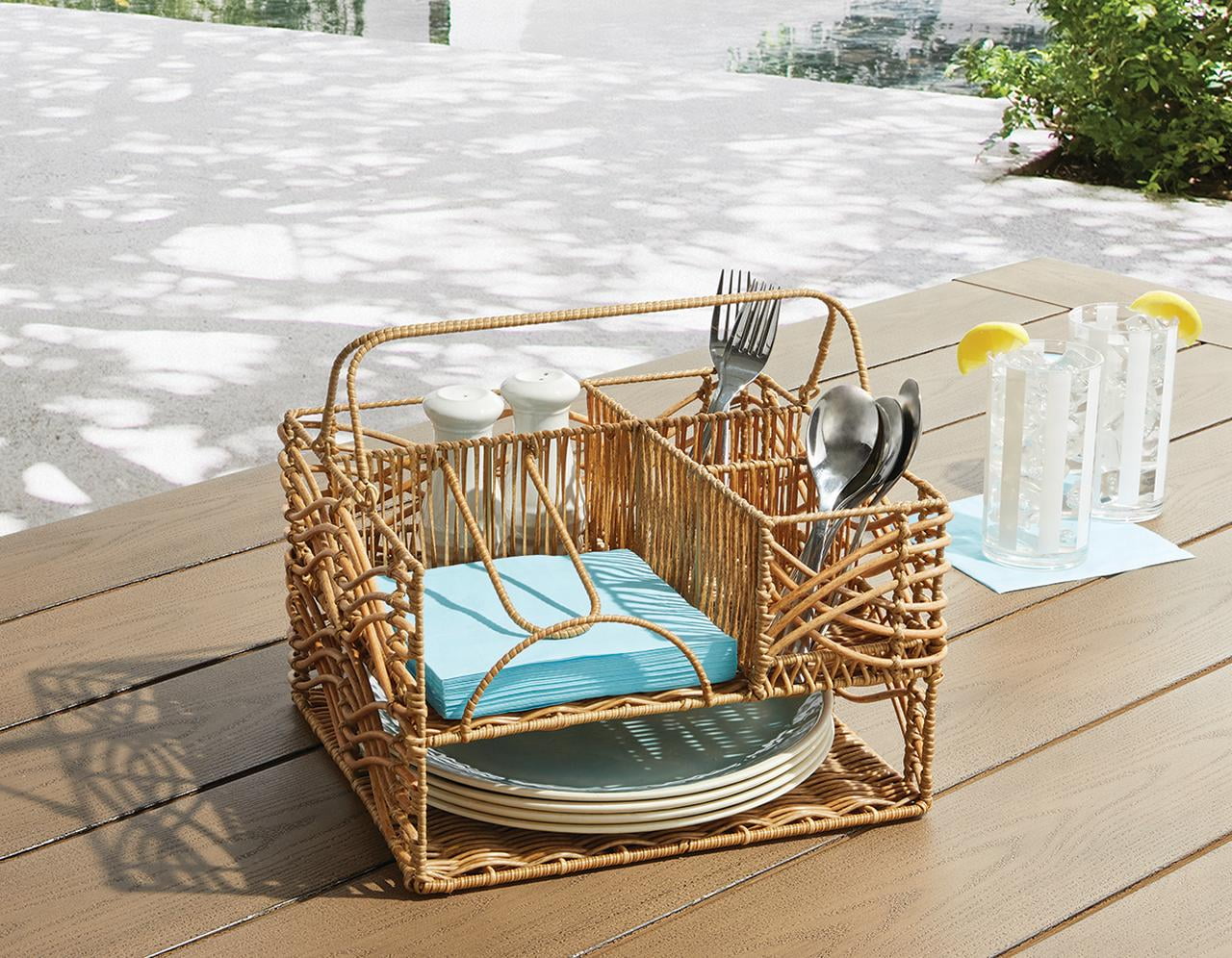 Better Homes & Gardens Alameda Resin Rattan All-in-One Serving Caddy ...