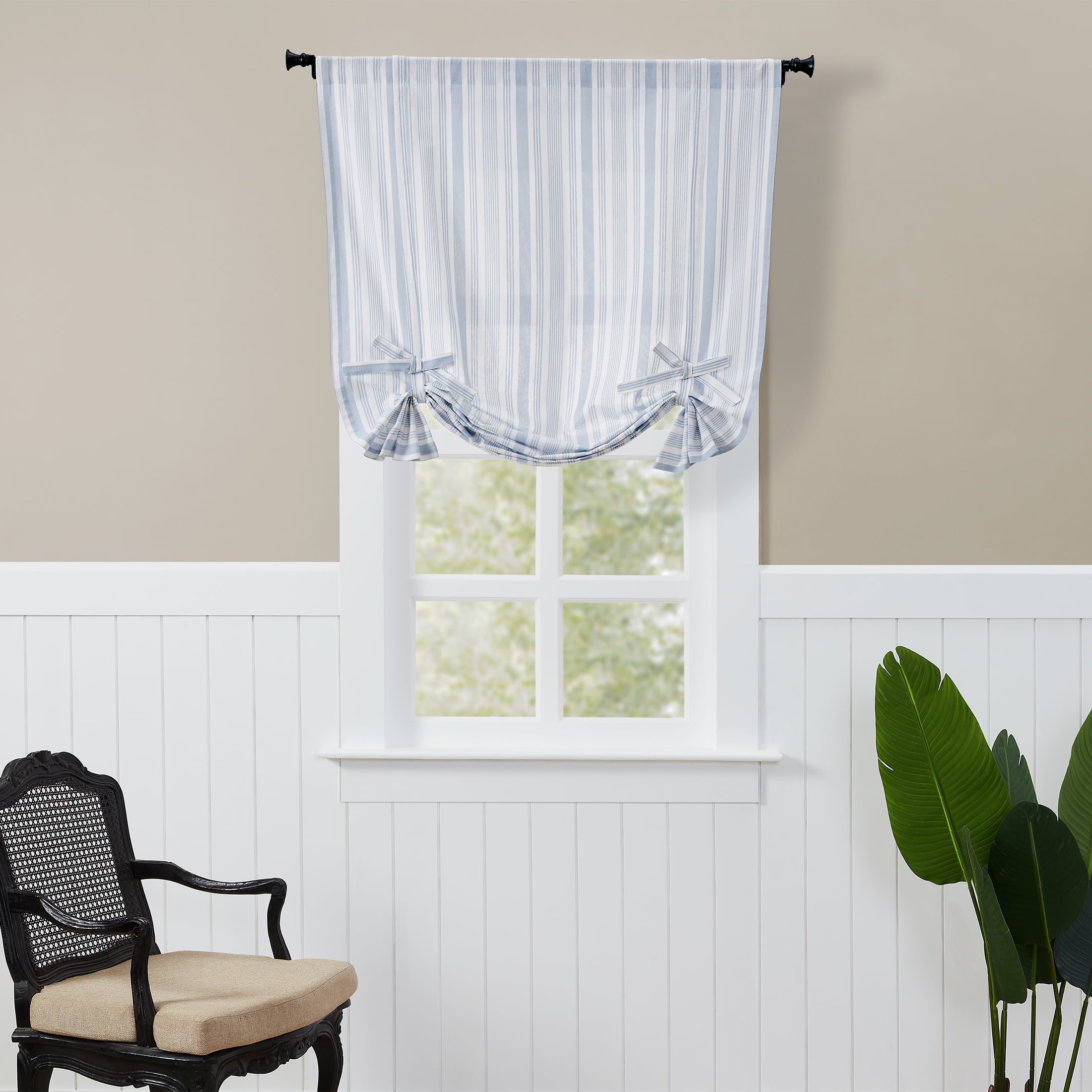 Better Homes & Gardens All-Over Stripe Light Filtering Cotton Blue ...