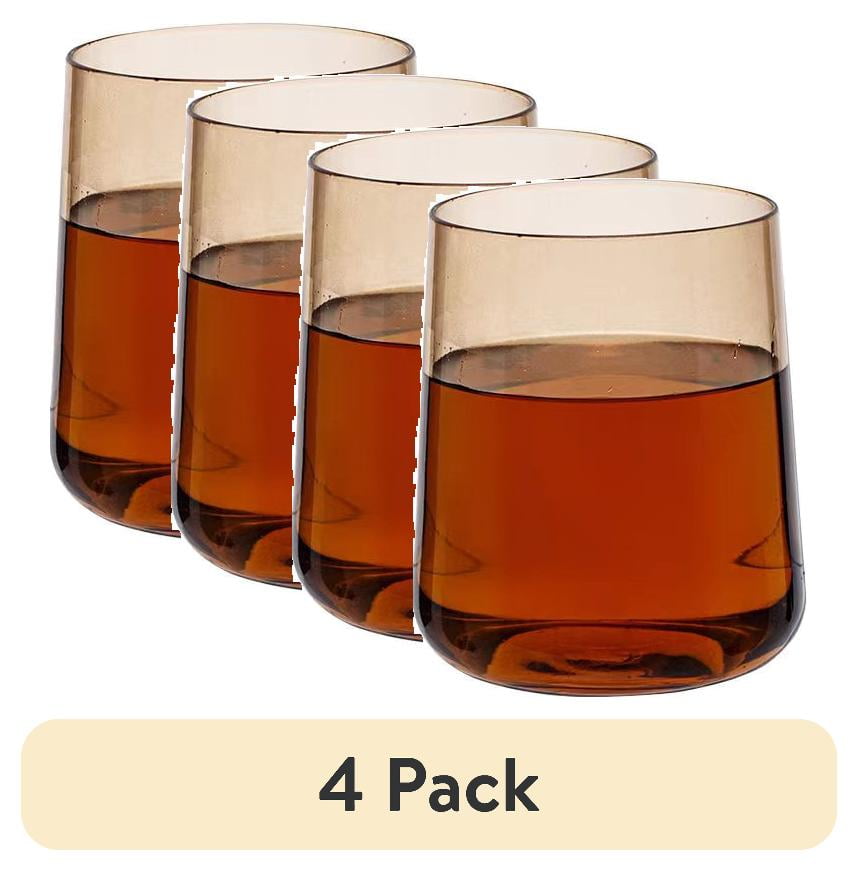 (4 pack) Better Homes & Gardens Amber Color Glass Old Fashioned Glass ...