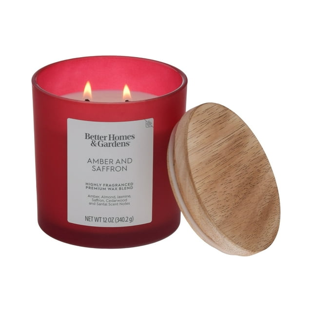 Better Homes & Gardens Amber and Saffron Scented 2-Wick Frosted 12oz ...