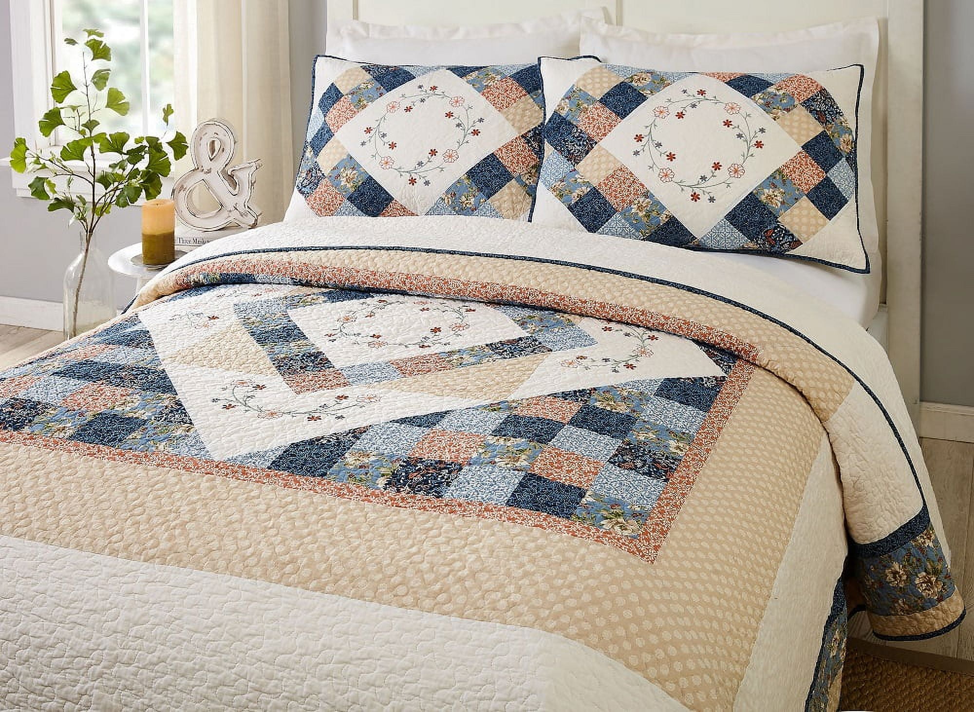 Better Homes & Gardens Americana Cotton Quilt, Beige, King, All Ages ...