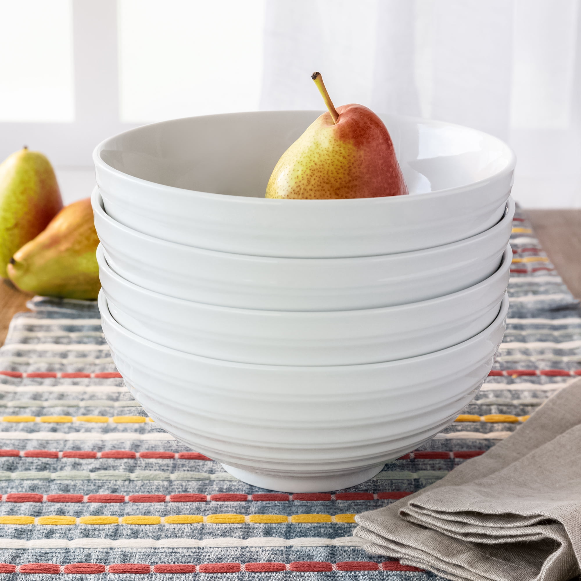 Better Homes & Gardens Anniston Round Porcelain Serve Bowls, Set of 4 ...