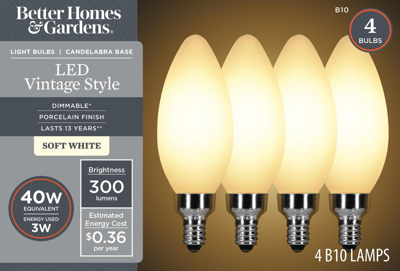 Better Homes & Gardens Vintage LED Light Bulb 40W Equivalent Soft White ...