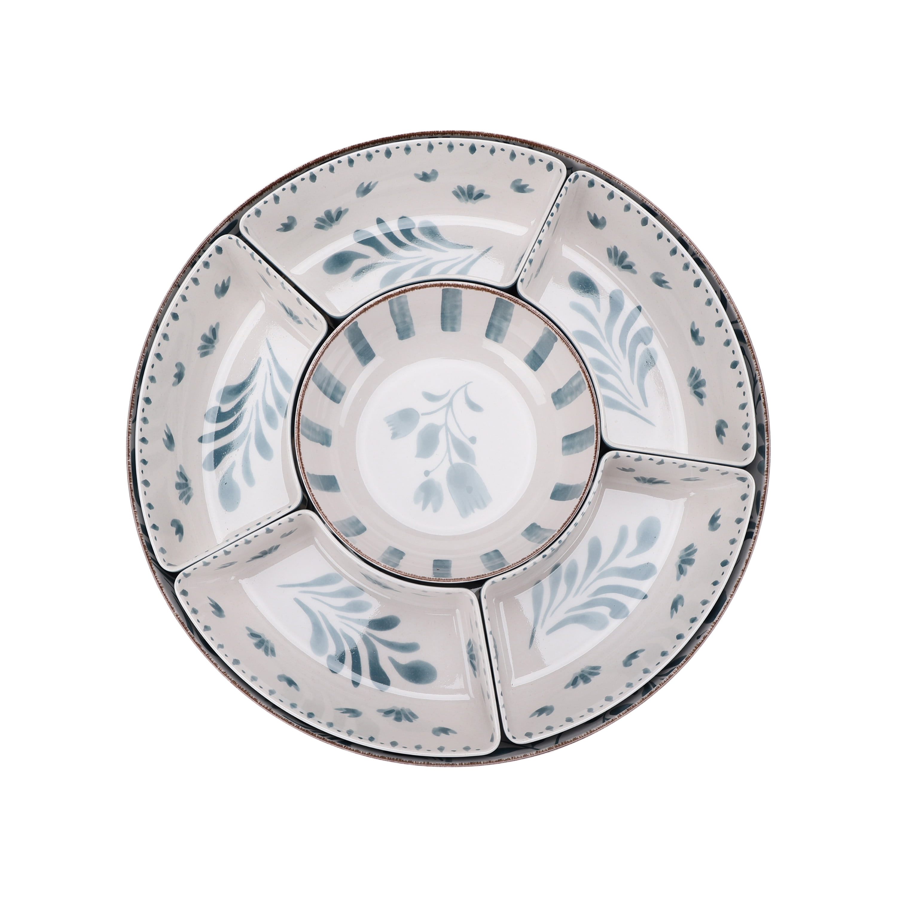 Better Homes & Gardens Bamboo Melamine Chip and Dip Tray, Blue ...