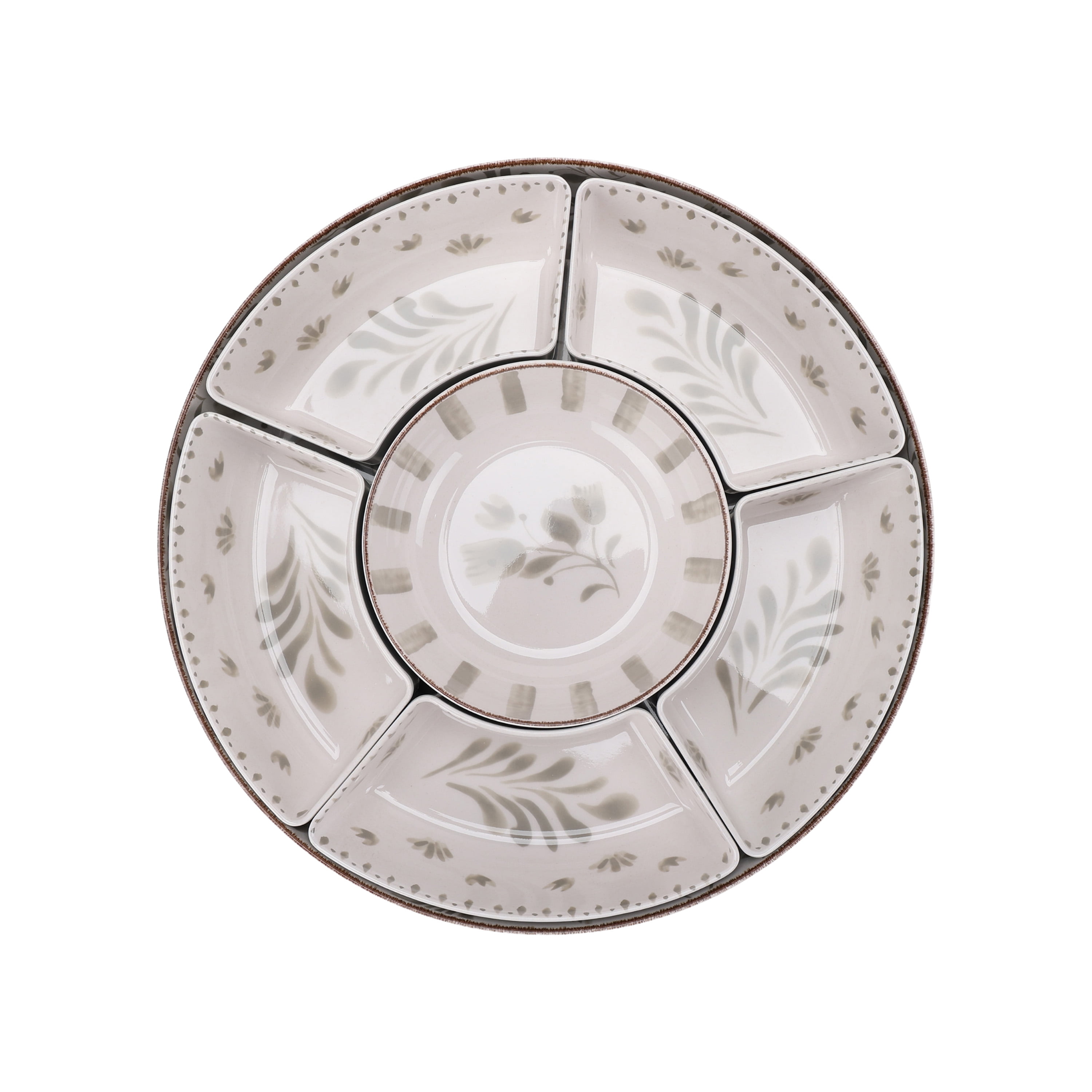 Better Homes & Gardens Bamboo Melamine Chip and Dip Tray, Grey ...