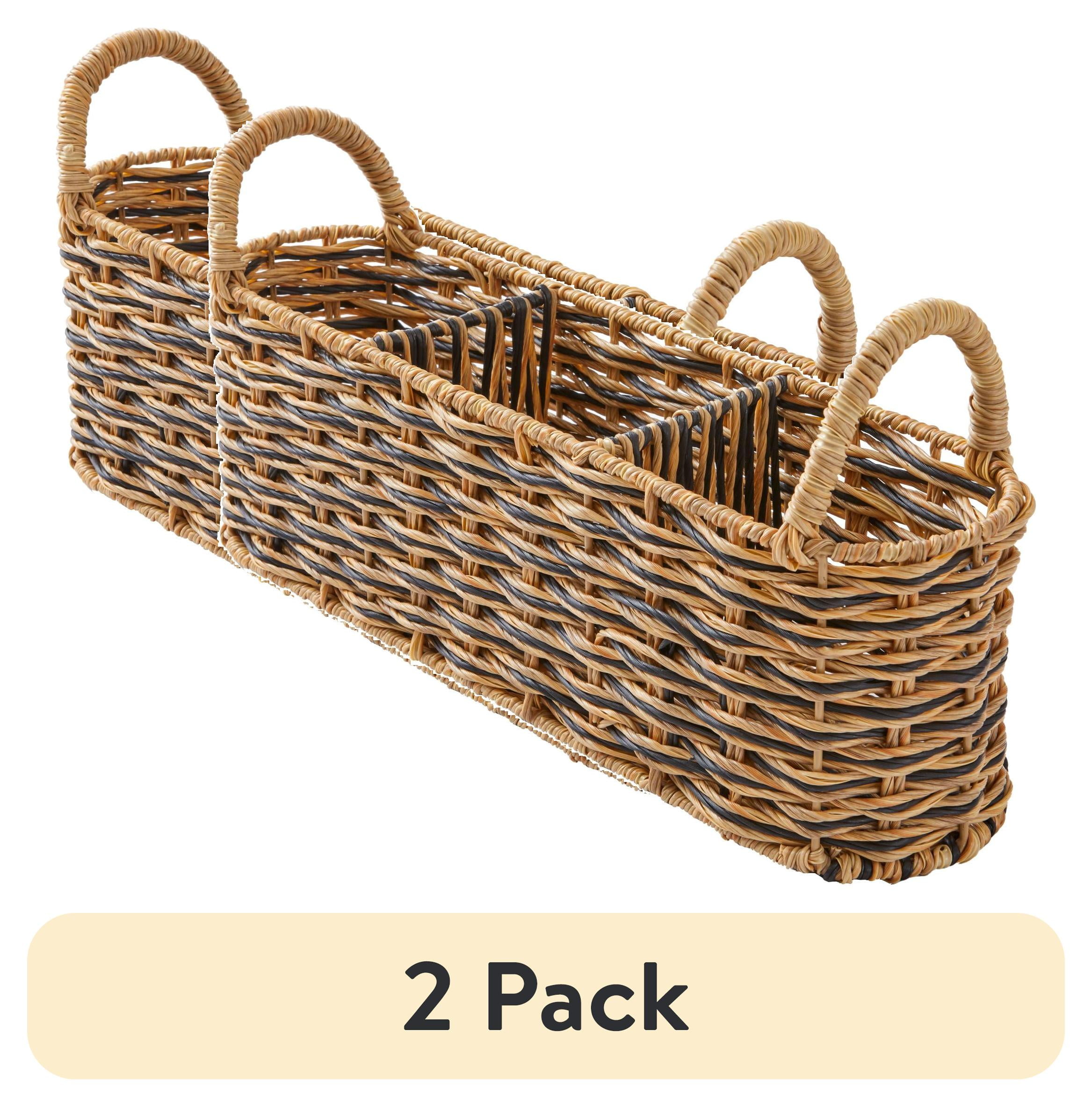(2 pack) Better Homes & Gardens Beige & Black Resin Rattan Oval Caddy ...