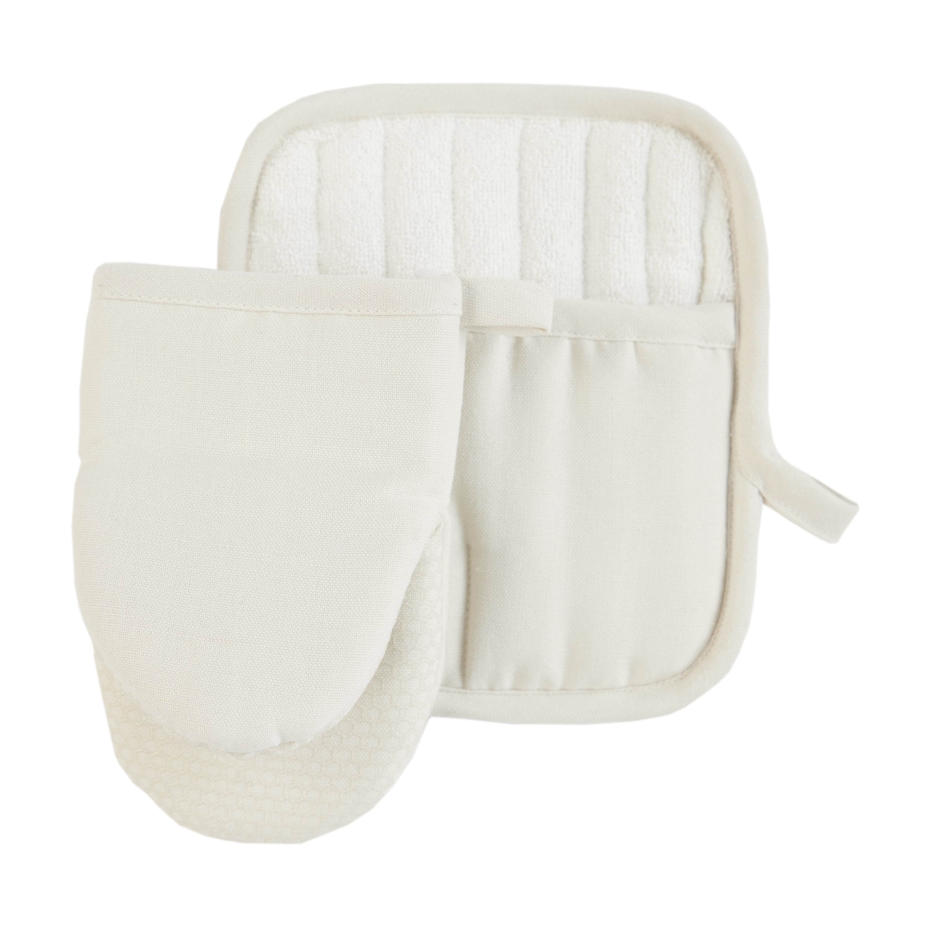 Better Homes & Gardens Beige Linen Potholder & Mini Mitt Set, Cotton ...
