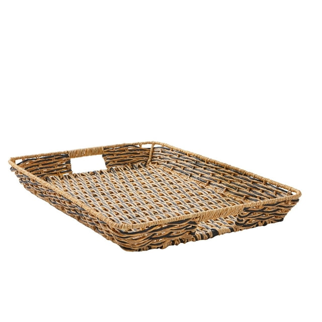 Better Homes & Gardens Beige and Black Resin Rattan Rectangular Serving ...