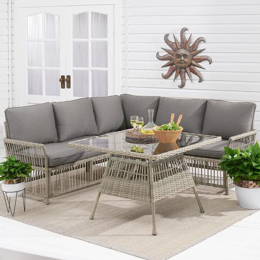 Better Homes & Gardens Belfair 4-Piece Outdoor Wicker Sectional Dining ...