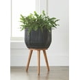 Better Homes & Gardens Black Resin Round Planter and Stand Set with ...