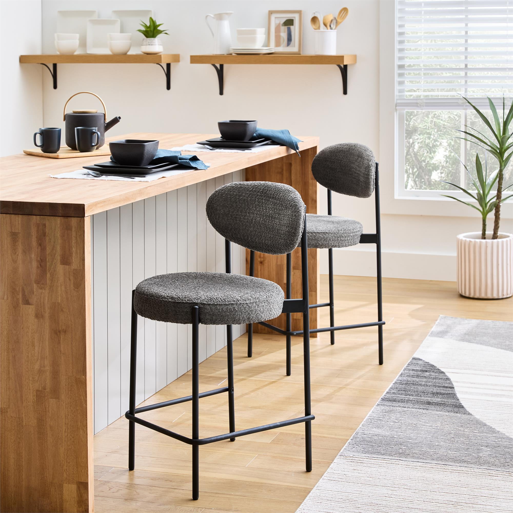 Better Homes & Gardens Boucle Counter Stool, Gray - Walmart.com