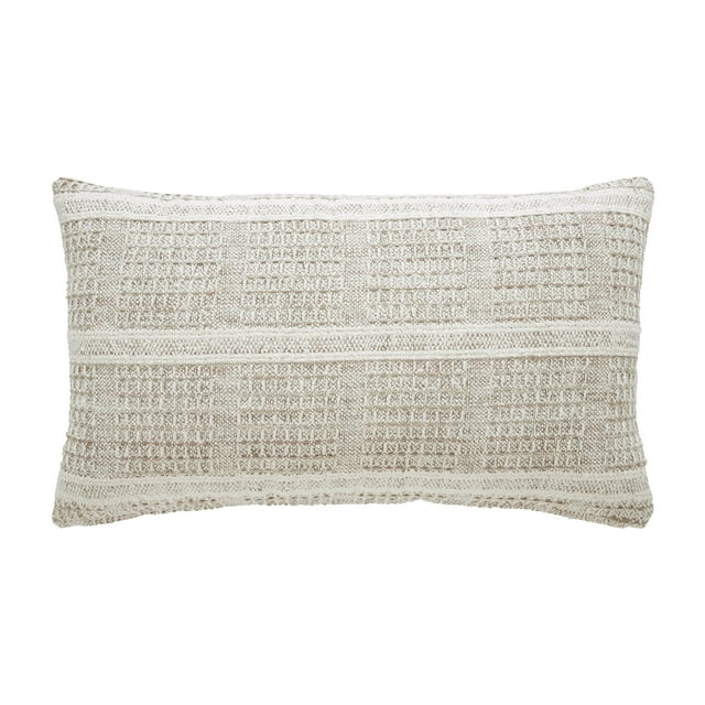 Better Homes & Gardens 14" x 24" Beige Chunky Woven Plaid Decorative ...
