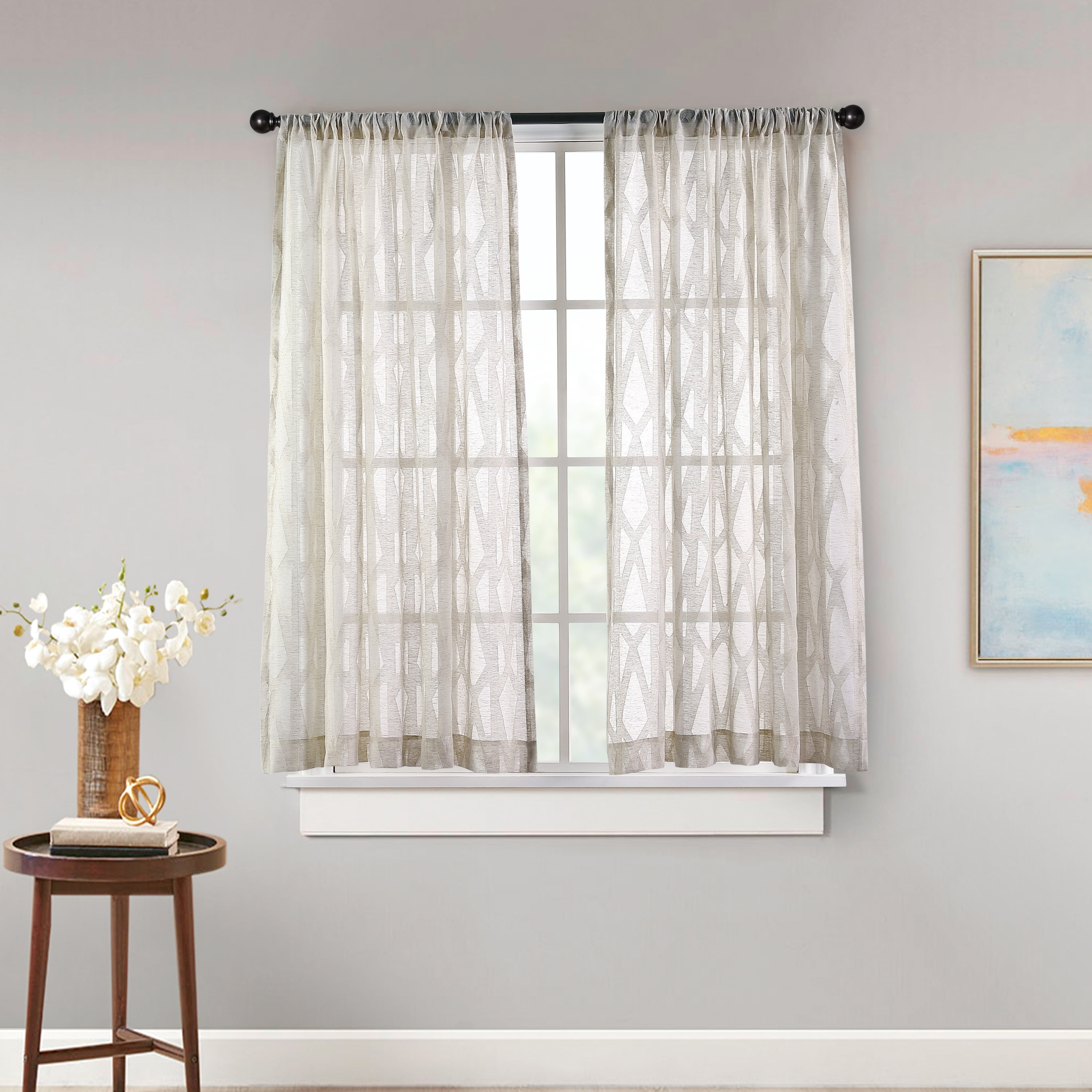 Better Homes & Gardens Clipped Geo Polyester Cotton Sheer Rod Pocket ...