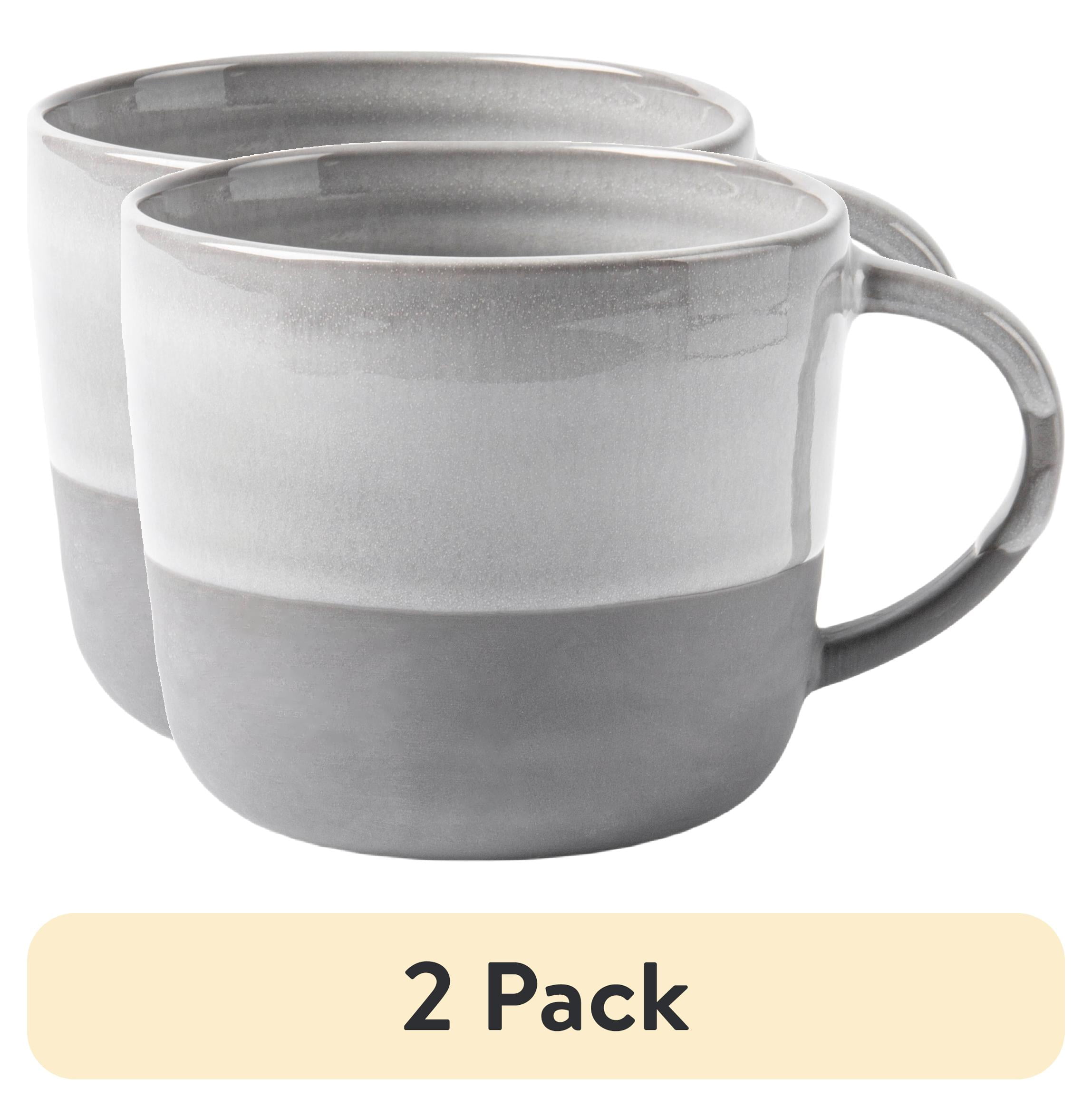 (2 pack) Better Homes & Gardens-Collins Grey Stoneware Round Mug, 15 oz ...