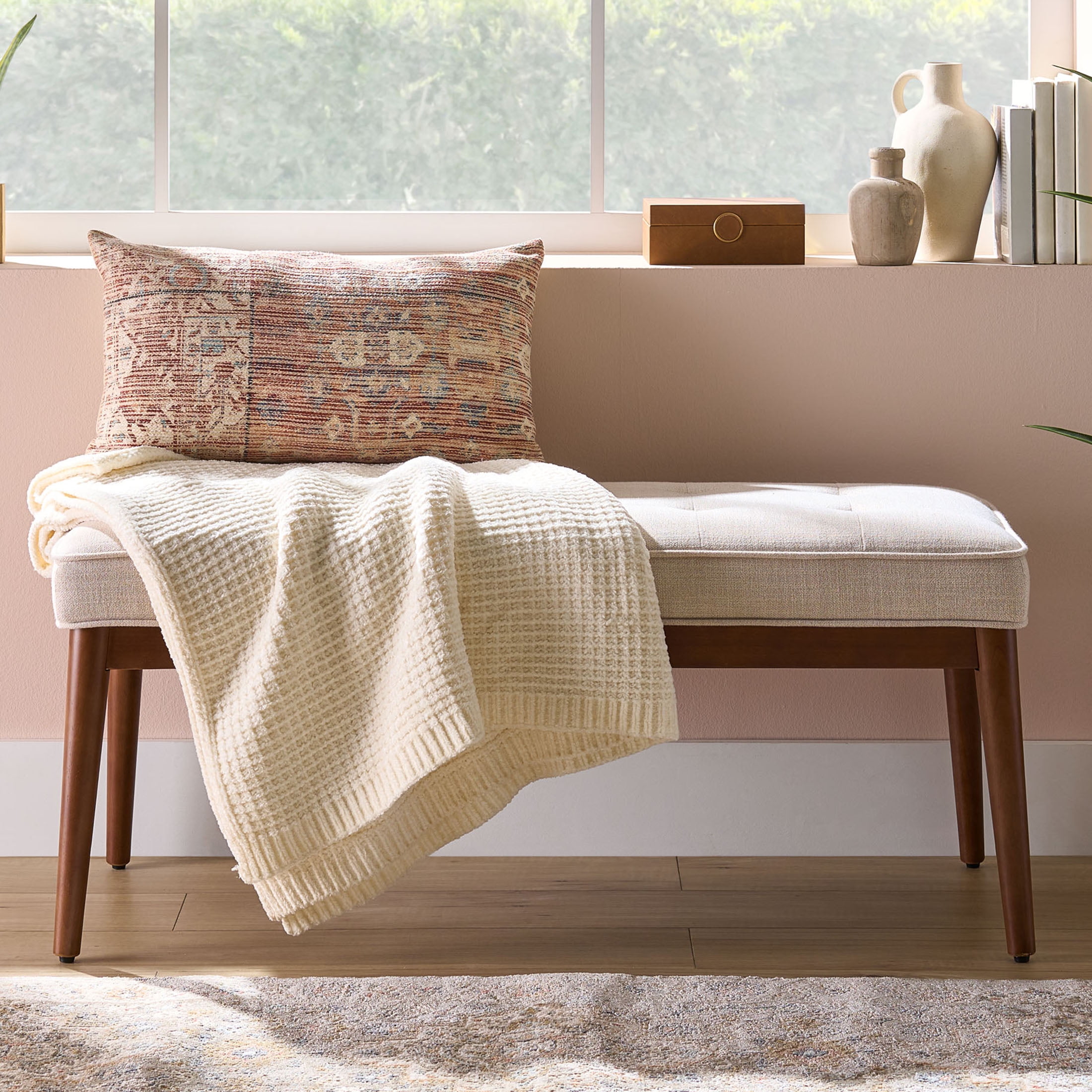 Better Homes & Gardens Colton 44" Upholstered Accent Bench, Cream ...