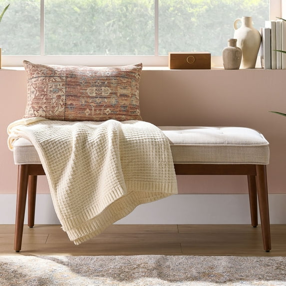 Better Homes & Gardens Colton 44" Upholstered Accent Bench, Cream ...