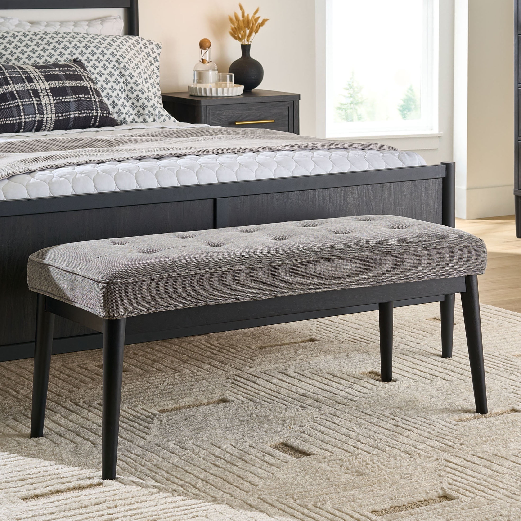 Better Homes & Gardens Colton 44" Upholstered Accent Bench, Gray ...