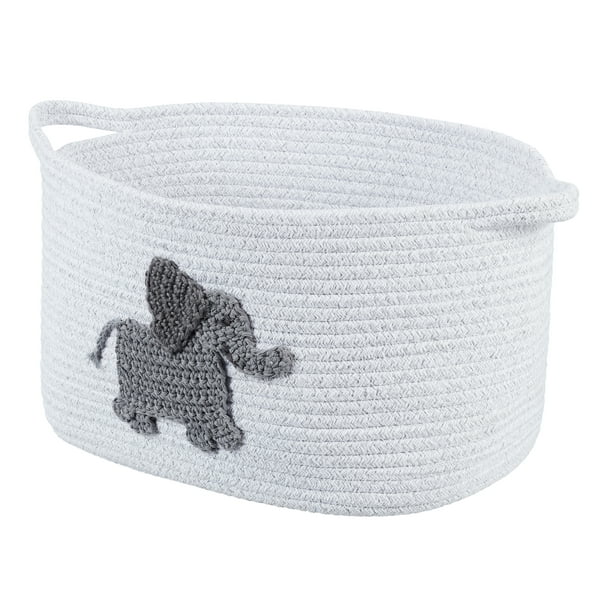 Better Homes & Gardens Cotton Rope Rectangle Tote Bin, Elephant Crochet ...