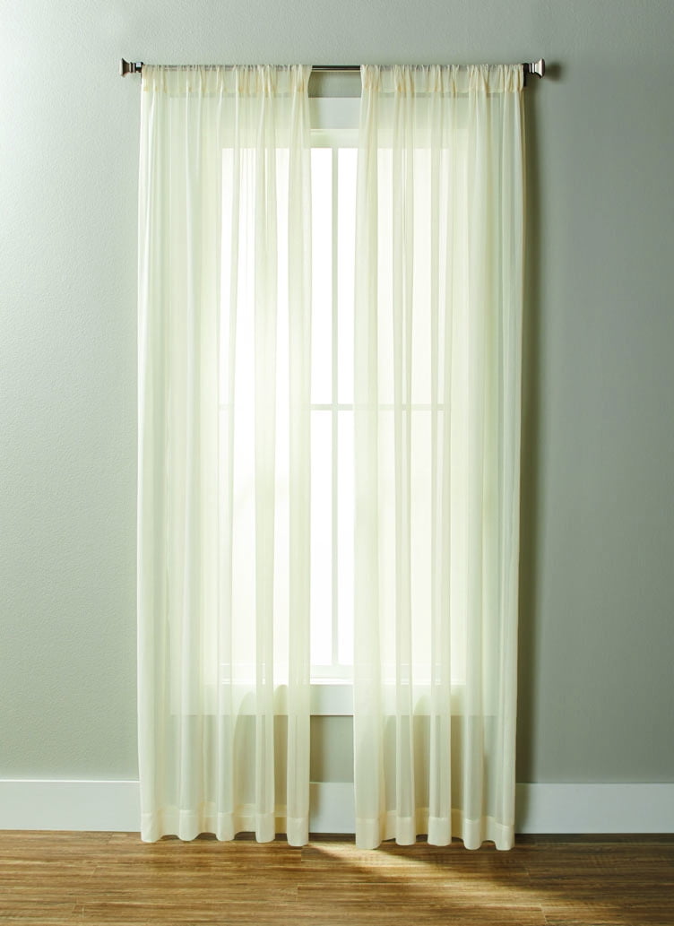 Better Homes & Gardens Cream Solid Georgette Sheer Curtain Panel, 50x84 ...