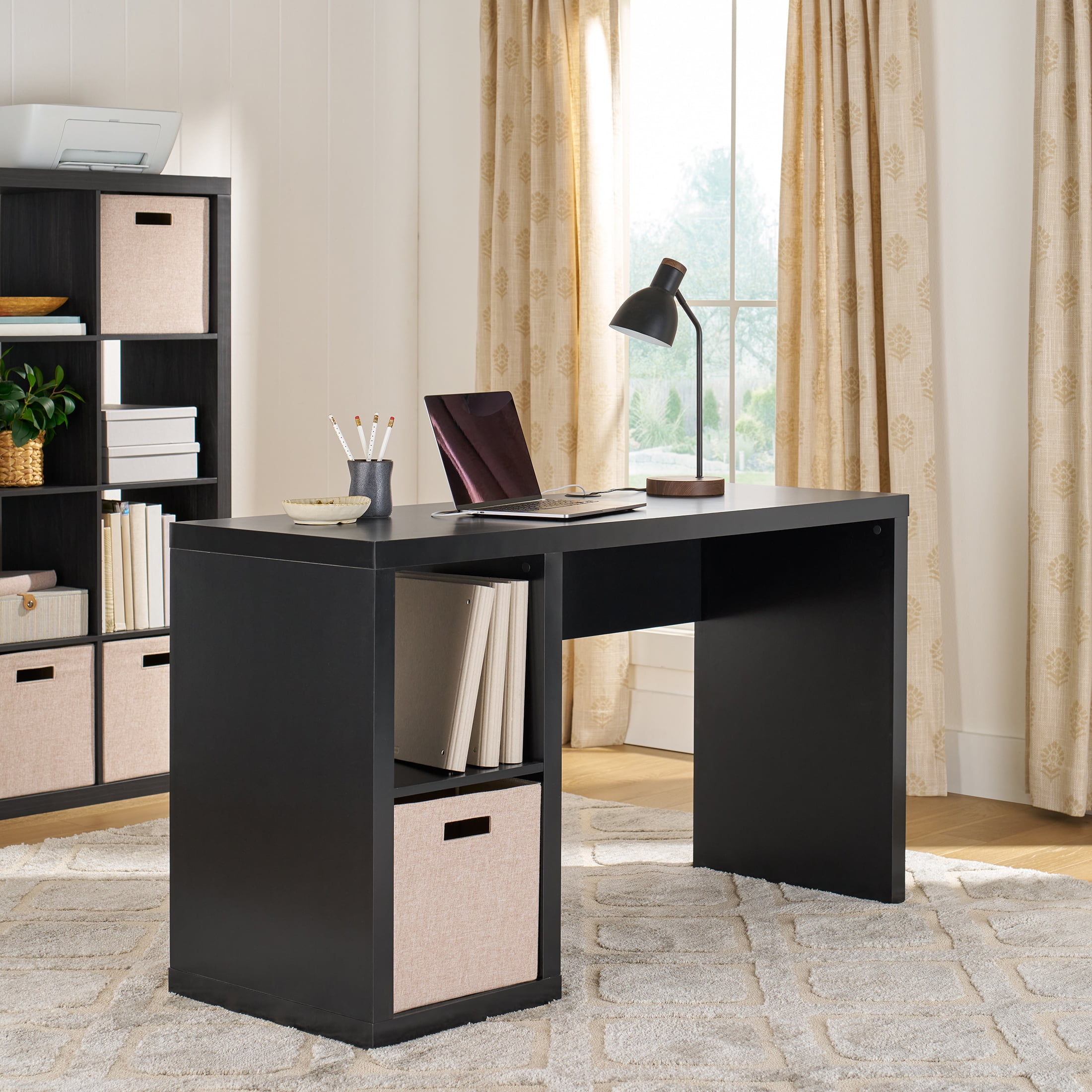 Better Homes & Gardens Cube Storage Office Desk, Solid Black - Walmart.com