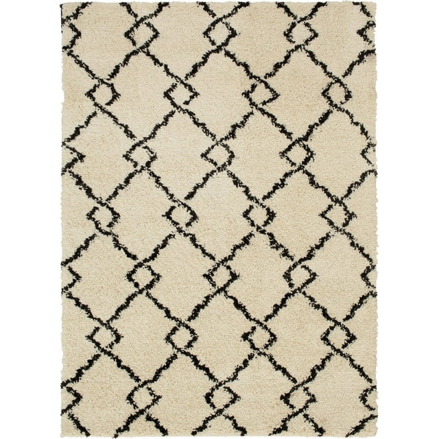 Diamond Shag Indoor Area Rug - Charcoal Gray & Ivory - 5x7 Size ...