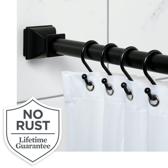 Better Homes & Gardens Easy Hang Rustproof Matte Black Shower Rod ...