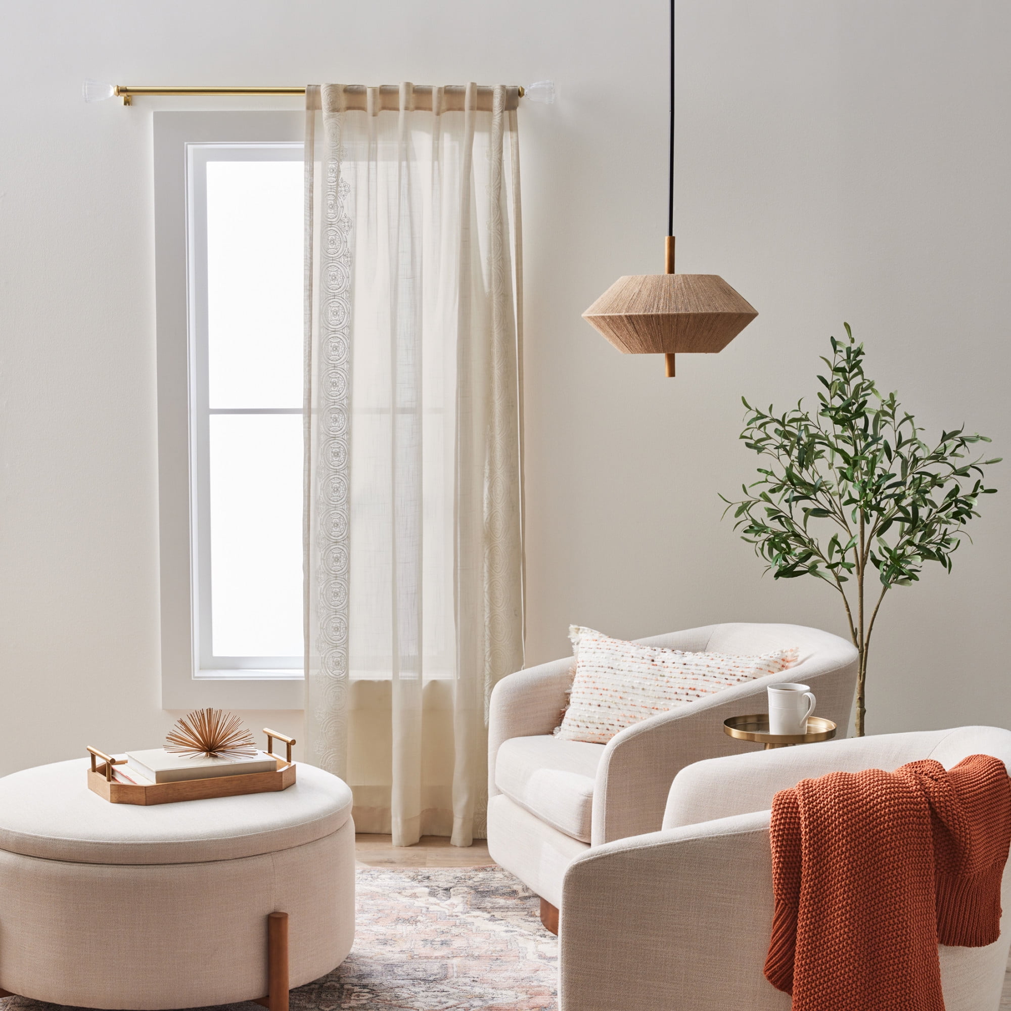 Better Homes & Gardens Embroidered Border Light Filtering Indoor ...