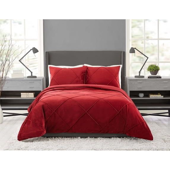 Better Homes & Gardens Embroidered Velvet 3pc King Red - Walmart.com