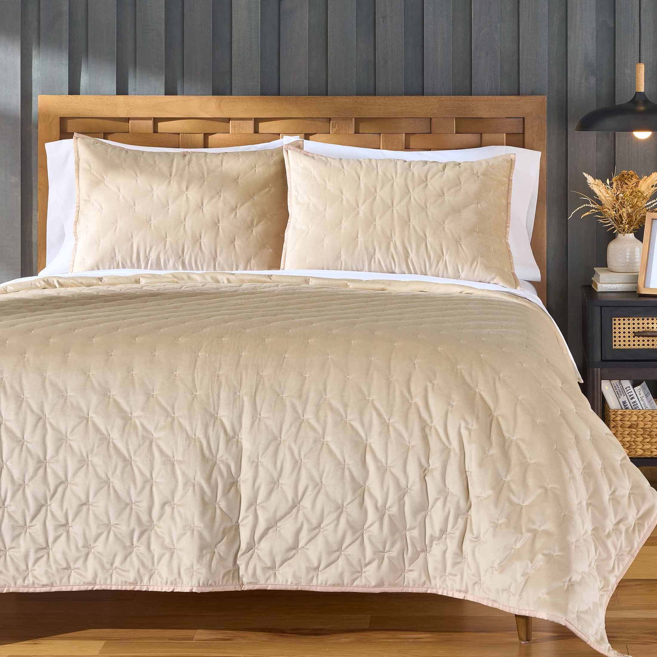 Better Homes & Gardens Embroidered Velvet Quilt, King, Tan, all Ages ...