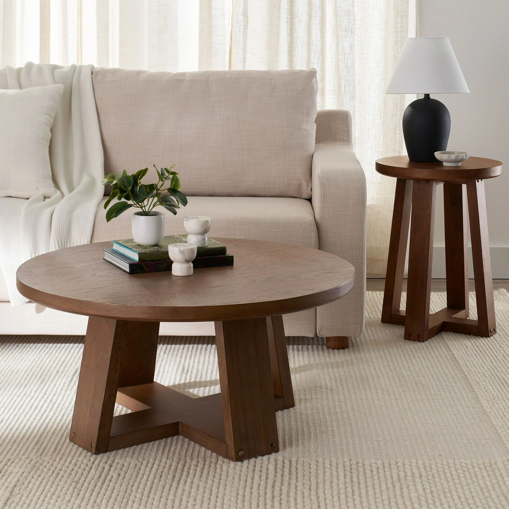BHG Ezra End Table and Coffee Table, Walnut Finish - Walmart.com