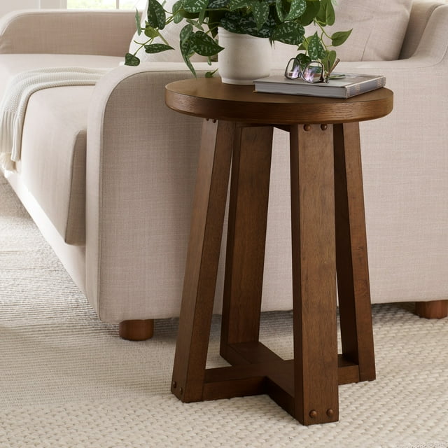 Better Homes & Gardens Ezra Round End Table, Walnut Finish - Walmart.com