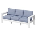 Better Homes & Gardens Ezra Outdoor HDPE Sofa, White with Blue Cushions ...