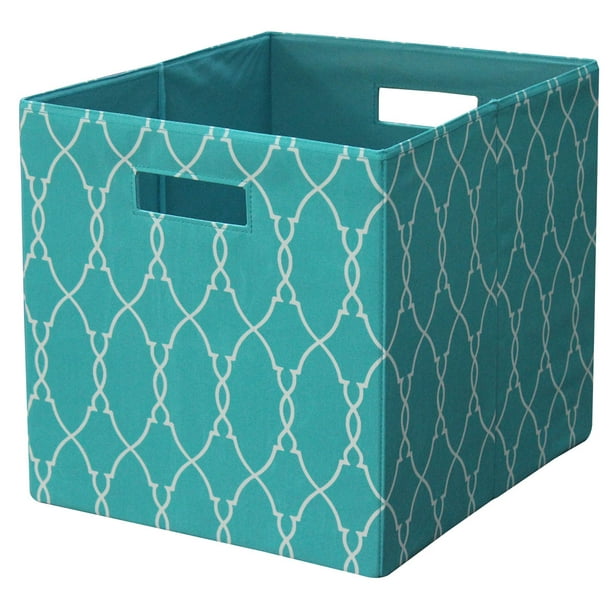 Better Homes & Gardens Fabric Teal Trellis Storage Bin - Walmart ...