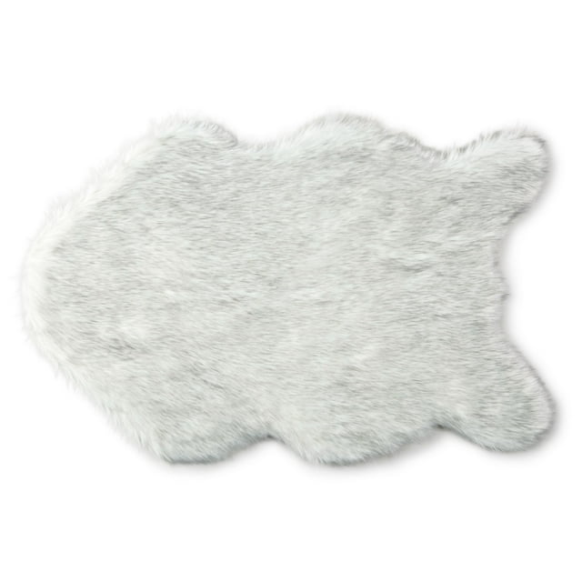 Better Homes & Gardens Faux Sheepskin Fur Pelt Area Rug, Grey, 30"x47 ...