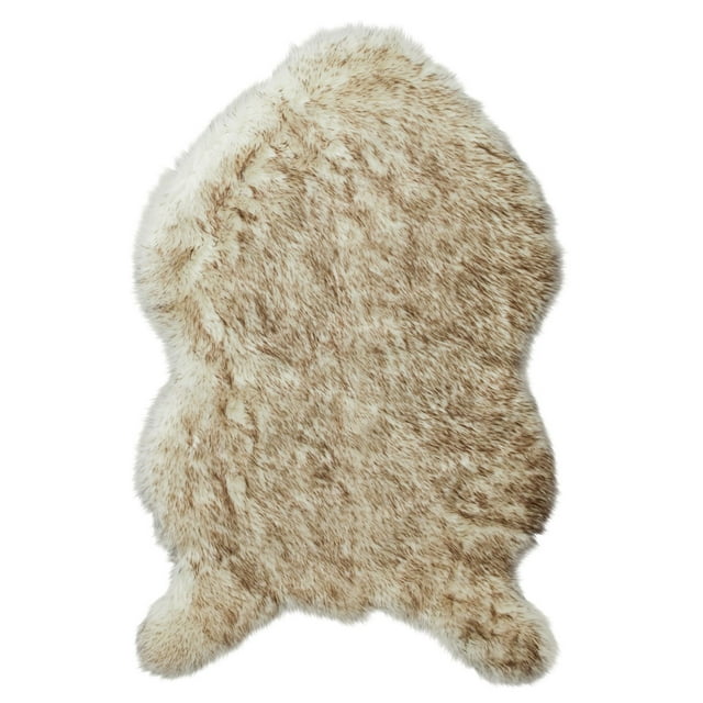 Better Homes & Gardens Faux Sheepskin Fur Pelt Indoor Area Rug, Natural ...