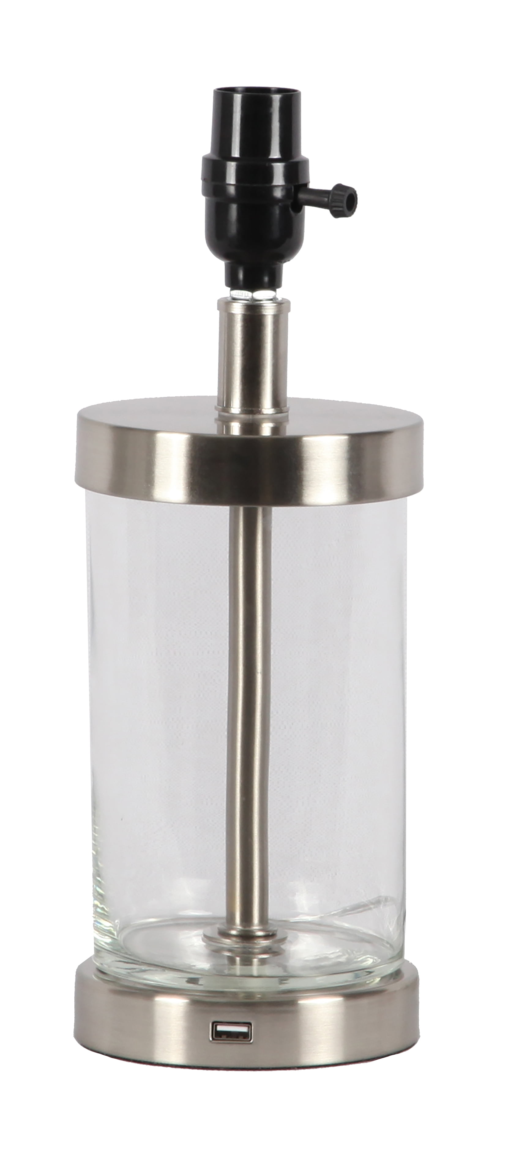 Better Homes & Gardens Fillable Glass Lamp Base with USB Port, Clear ...