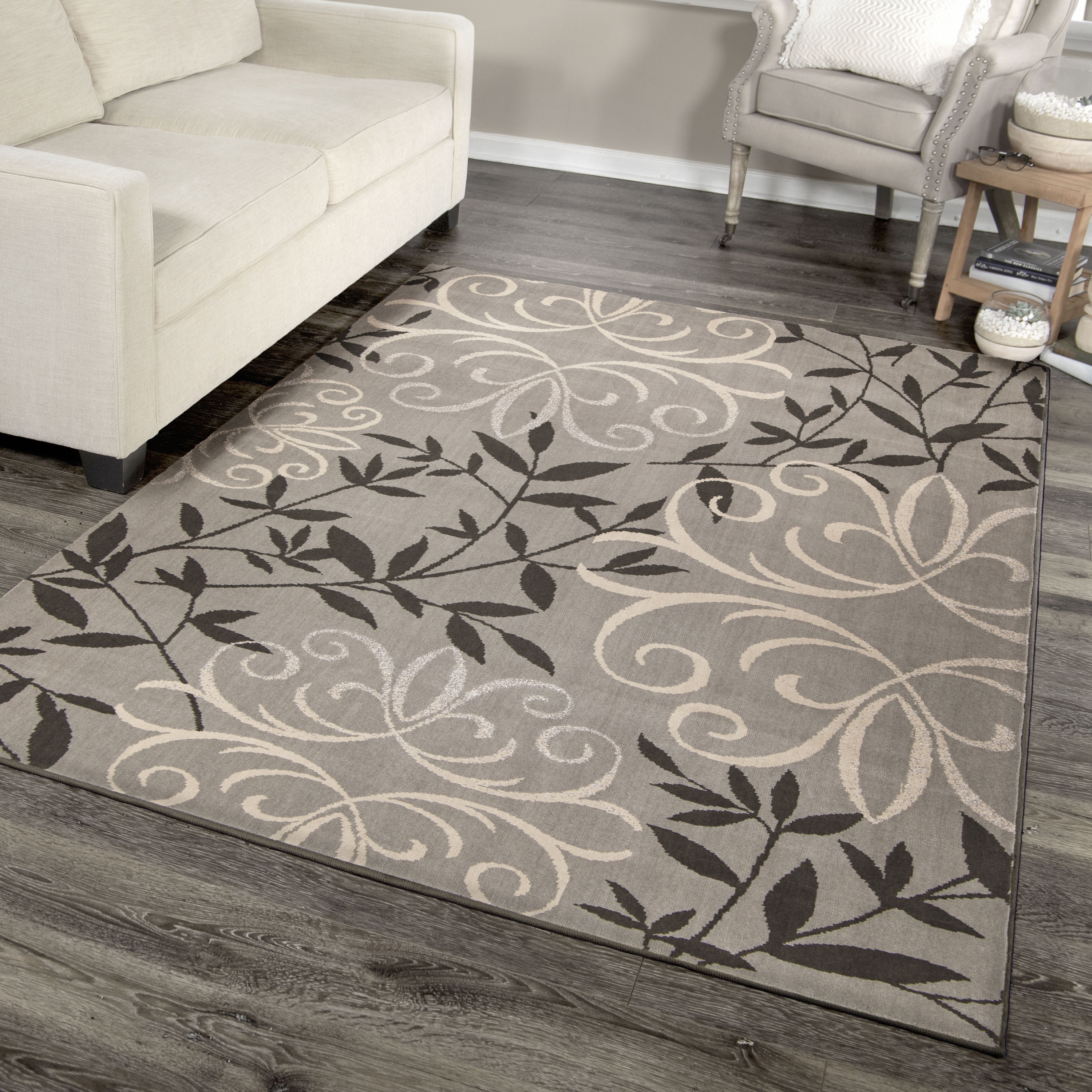 Better Homes & Gardens Floral Iron Fleur Transitional Area Rug, Beige ...