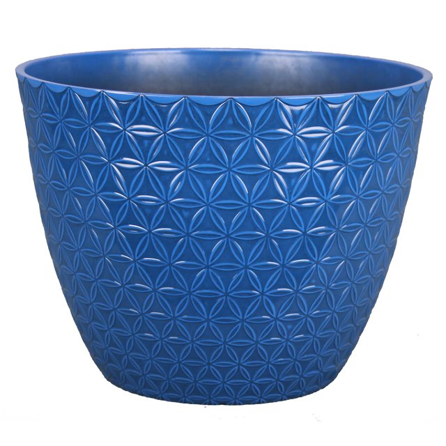 Better Homes & Gardens Fossano Blue Resin Planter, 15.9in x 15.9in x 12 ...