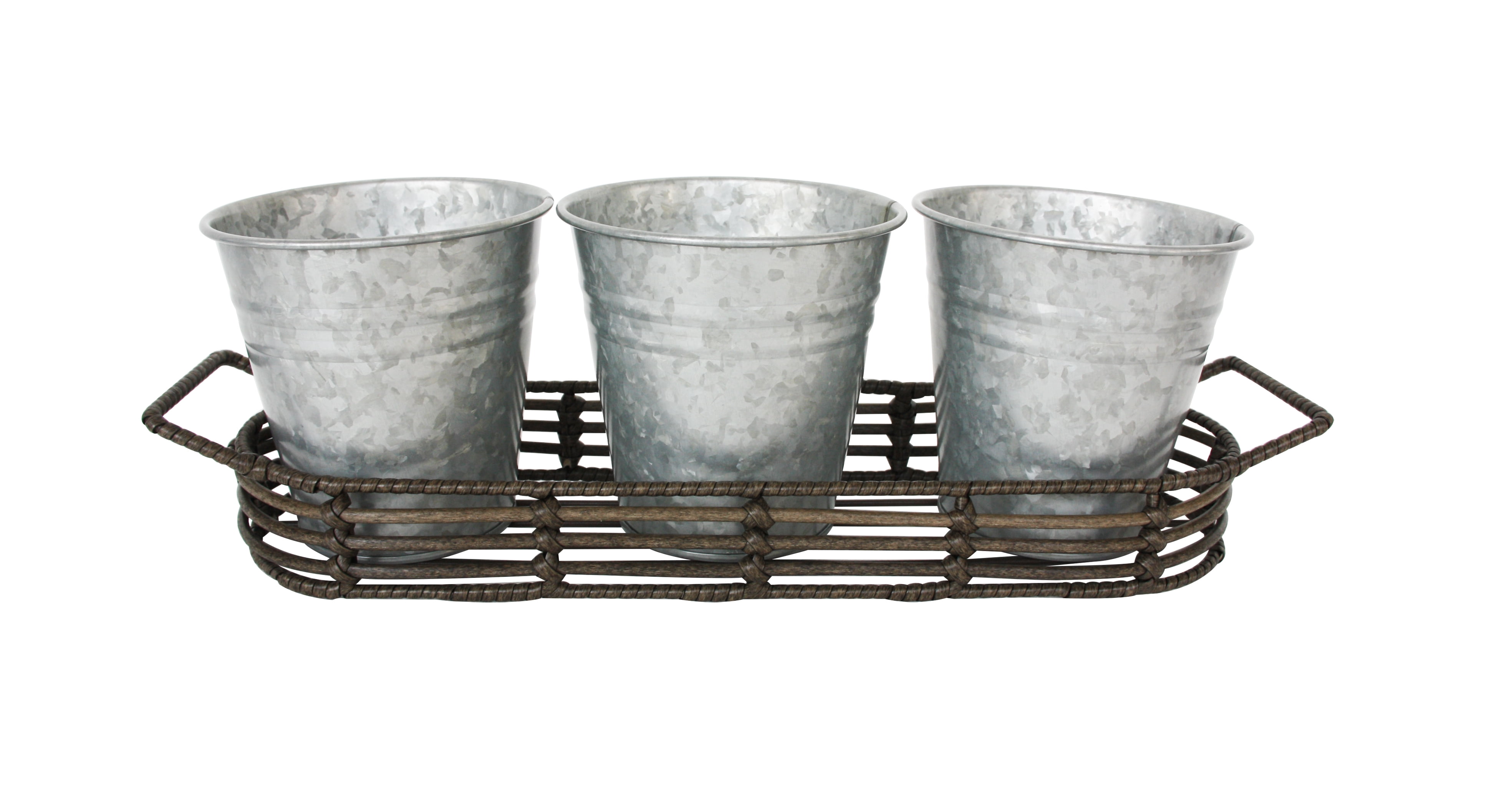 Better Homes & Gardens Galvanized Steel Rattan Serve Caddy with Tray ...