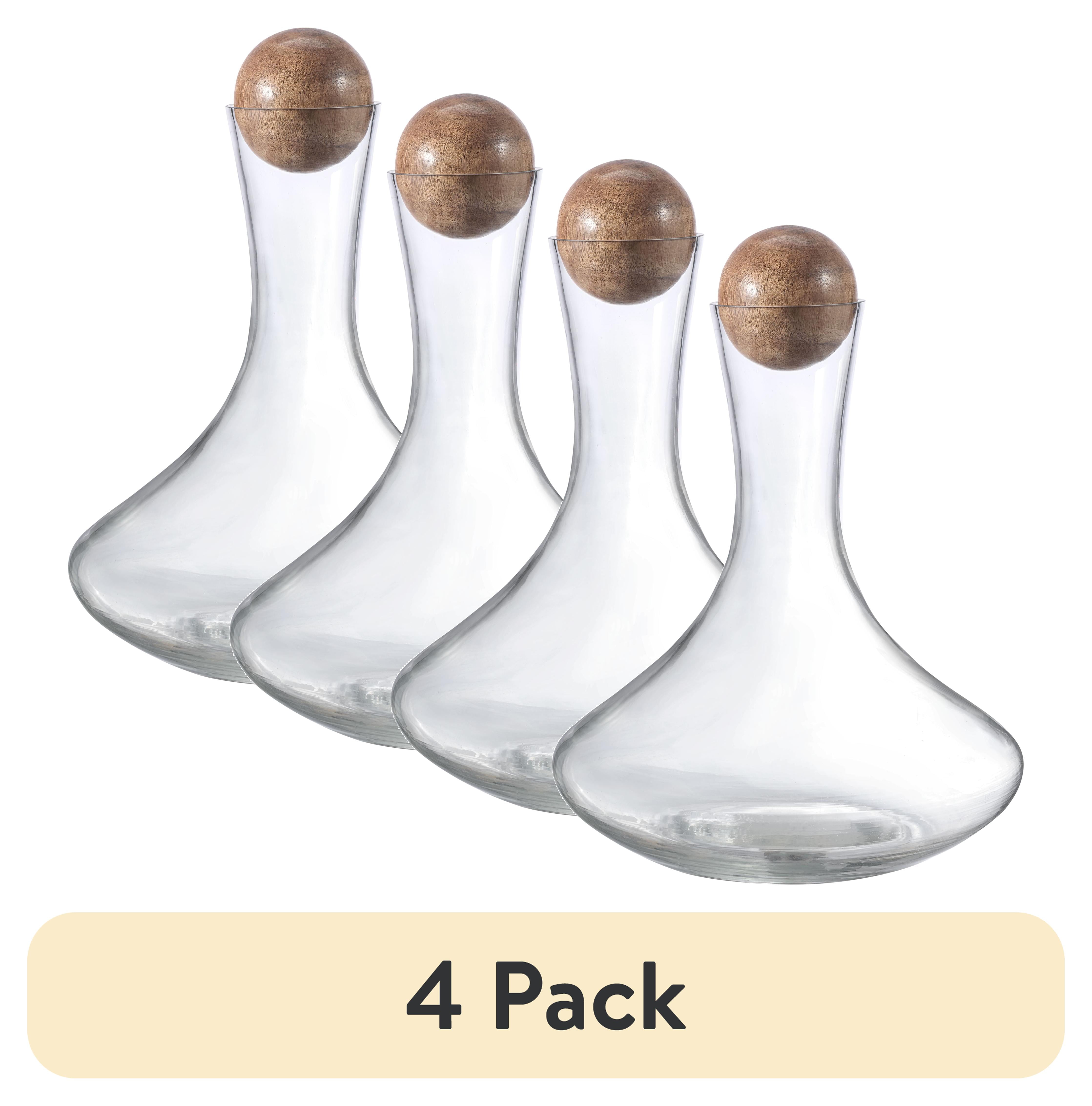 (4 pack) Better Homes & Gardens Glass Wine Decanter with Wooden Sphere ...