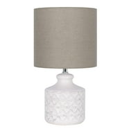 Mainstays White Ribbed Ceramic Table Lamp, 16 inches high with white ...