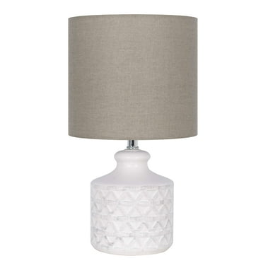 Mainstays Warm White Ribbed Ceramic Table Lamp, 16"H - Walmart.com