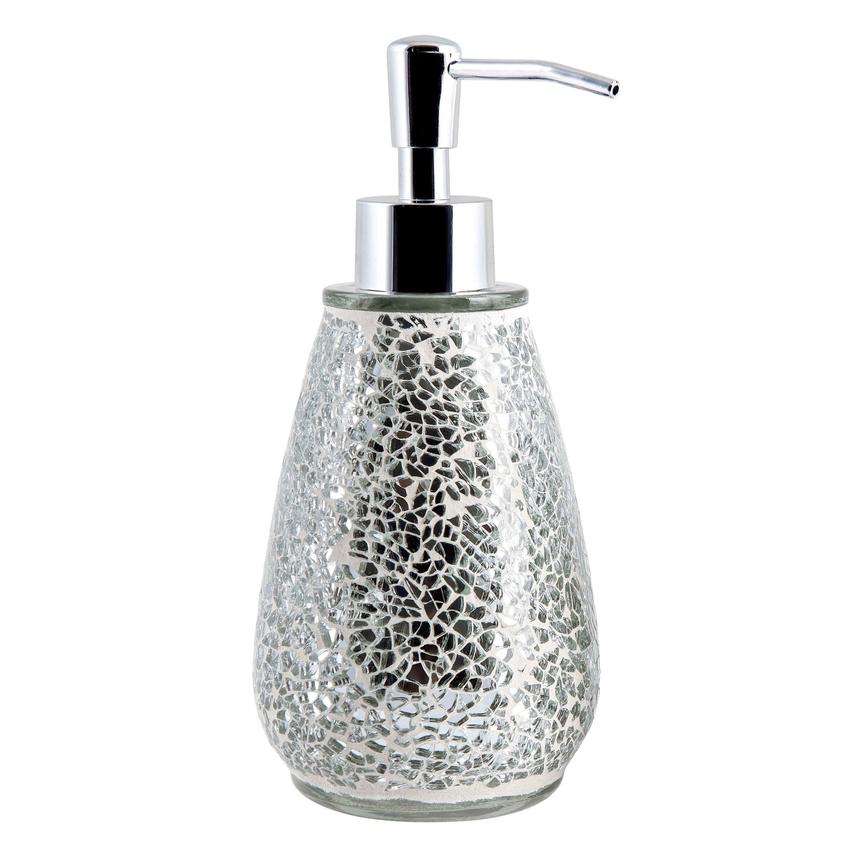 "Better Homes & Gardens Grey Glimmer Mosaic Glass Lotion Pump, Chrome ...