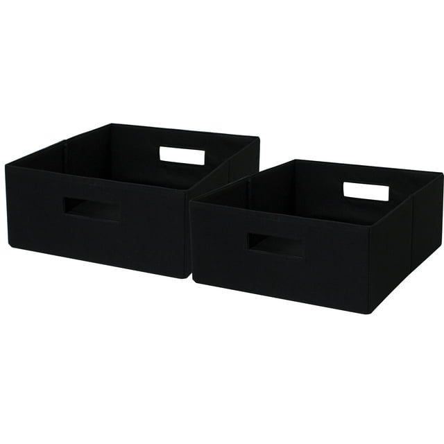 Better Homes & Gardens Half-Size Fabric Storage Bin, 2 Pack, Black ...