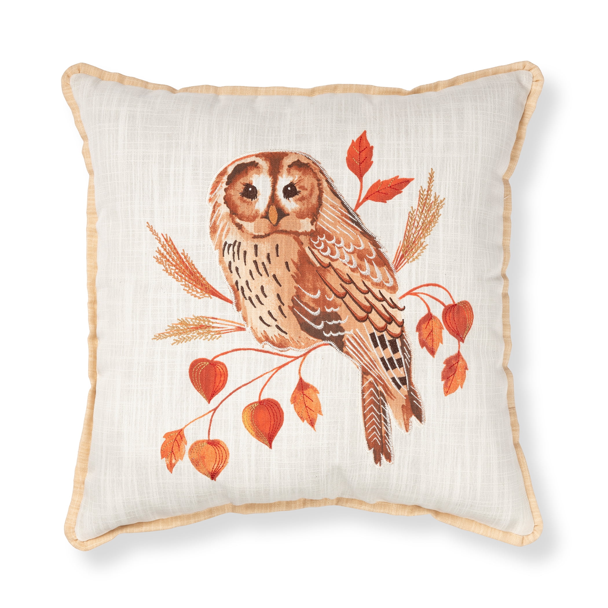 Better Homes & Gardens Harvest Owl Outdoor Pillow, 20" x 20" Square ...