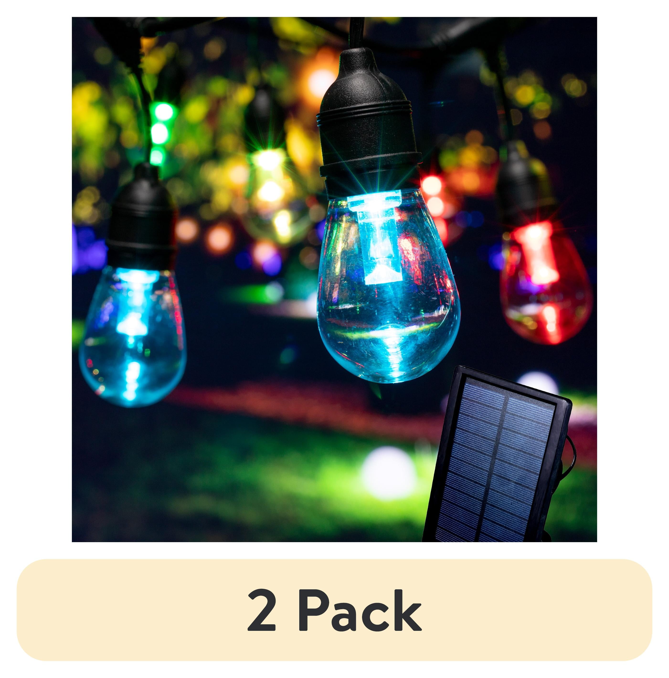 (2 pack) Better Homes & Gardens Indoor/Outdoor 34 Foot Solar Powered Multi-Color Changing String ...