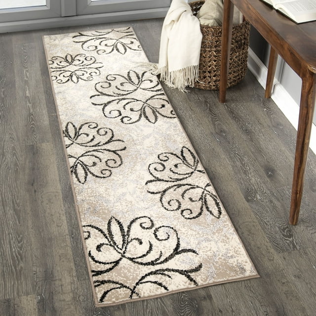 Better Homes & Gardens Iron Fleur 1'11" X 9'8" Beige Floral Runner Rug ...