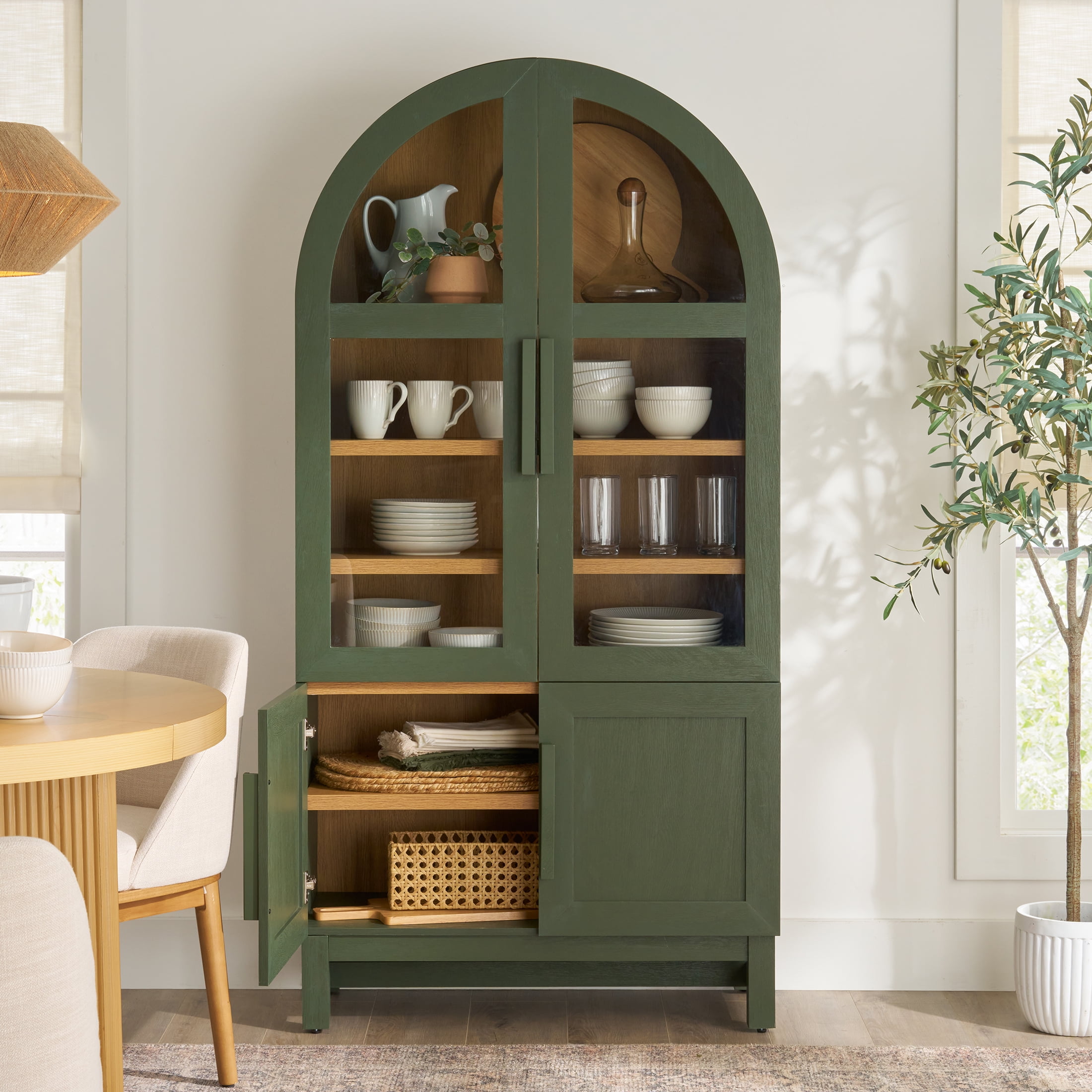 Better Homes & Gardens Juliet Kitchen Rounded Arch Cabinet, Deep Green ...