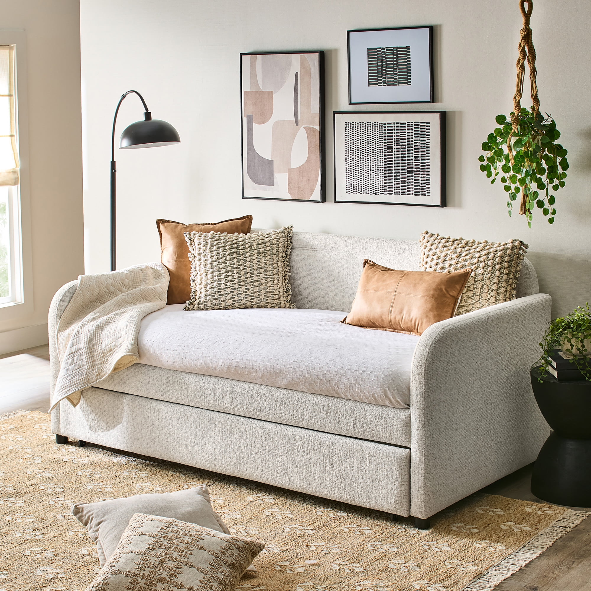 Better Homes & Gardens Juliet Twin Boucle Daybed with Trundle, Ivory ...